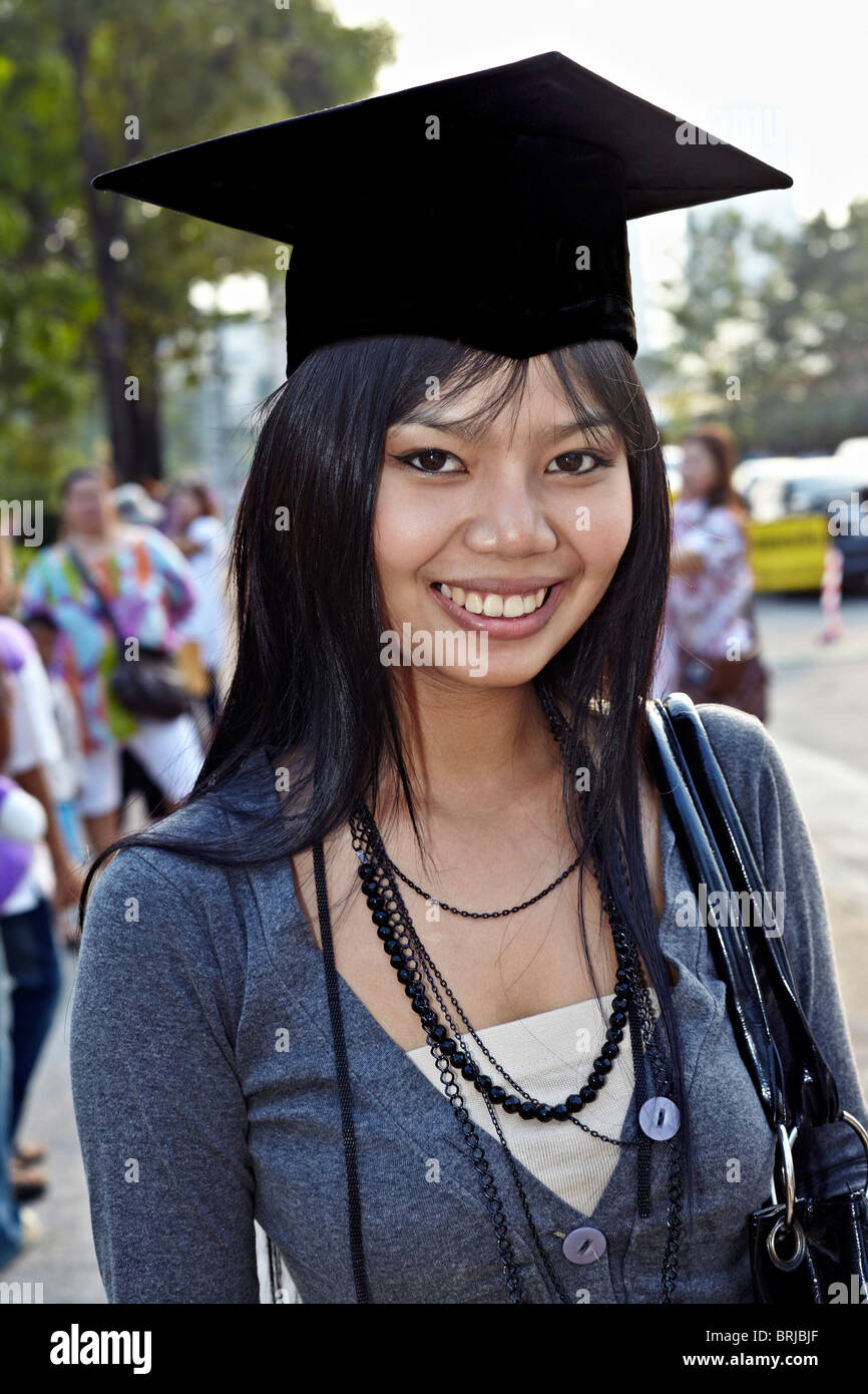 Asian University Graduate With Mortar Board At The University