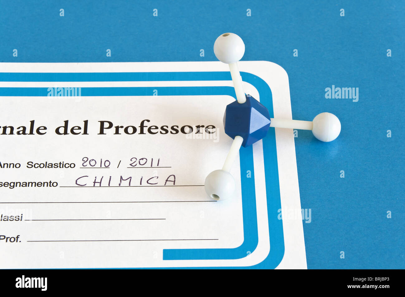 closeup of italian teacher's register with molecular model Stock Photo ...