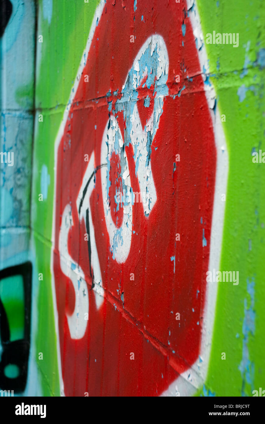 Stop sign painting Stock Photo - Alamy