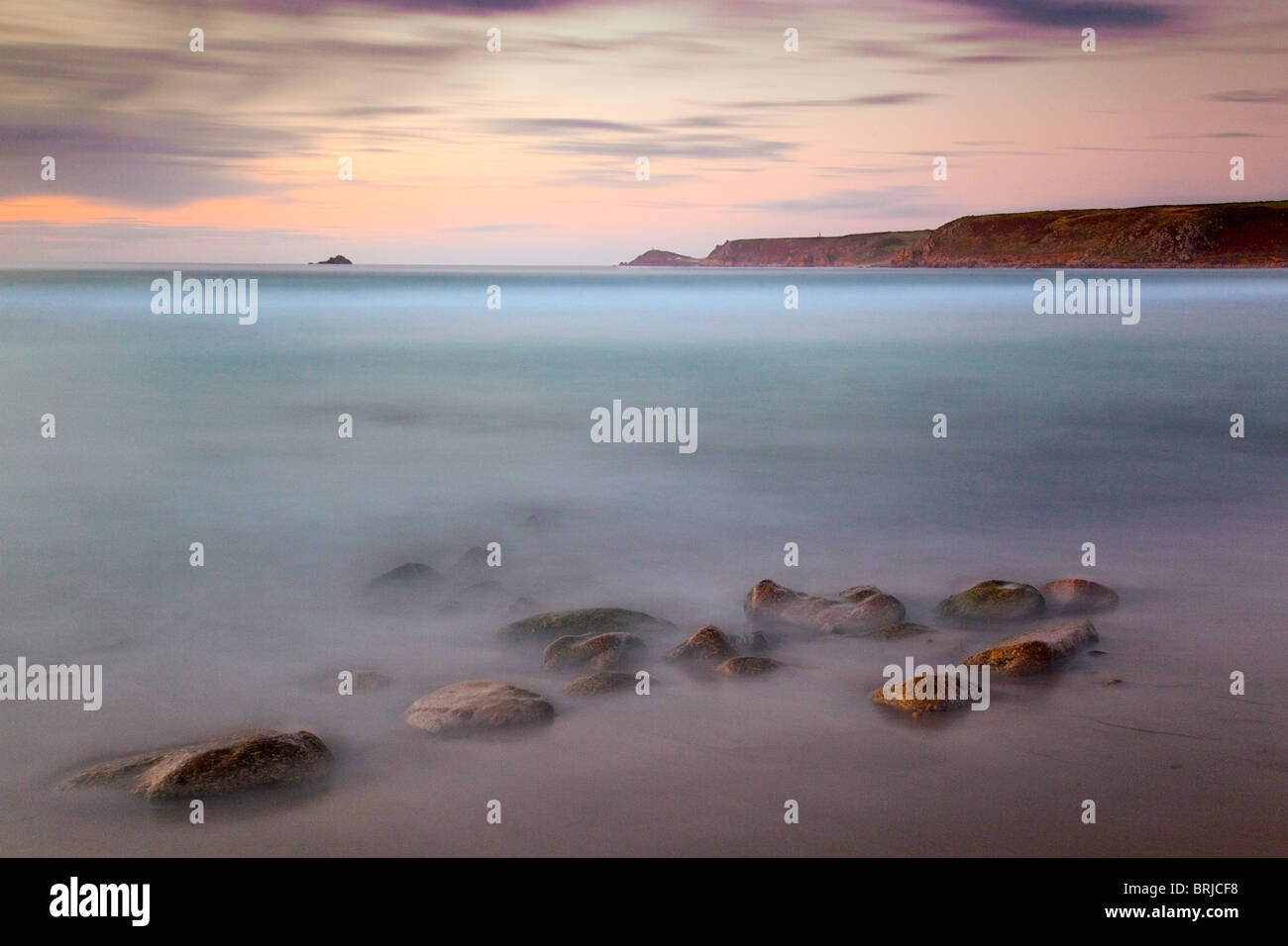 Sennen at Sunset; looking towards Cape Cornwall Stock Photo - Alamy