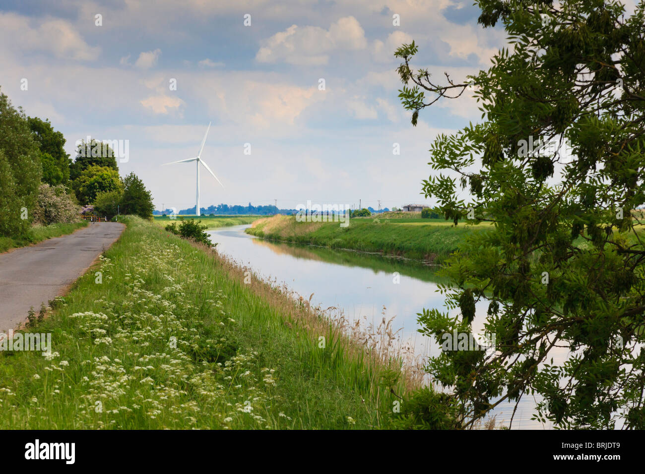 A view along "Twenty Foot River" towards The River Nene, and a wind ...