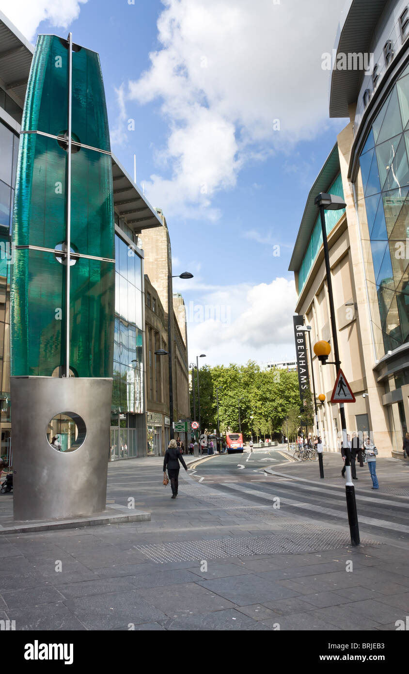 View of Glass sculpture in the Gate Area Newcastle City Centre, north ...