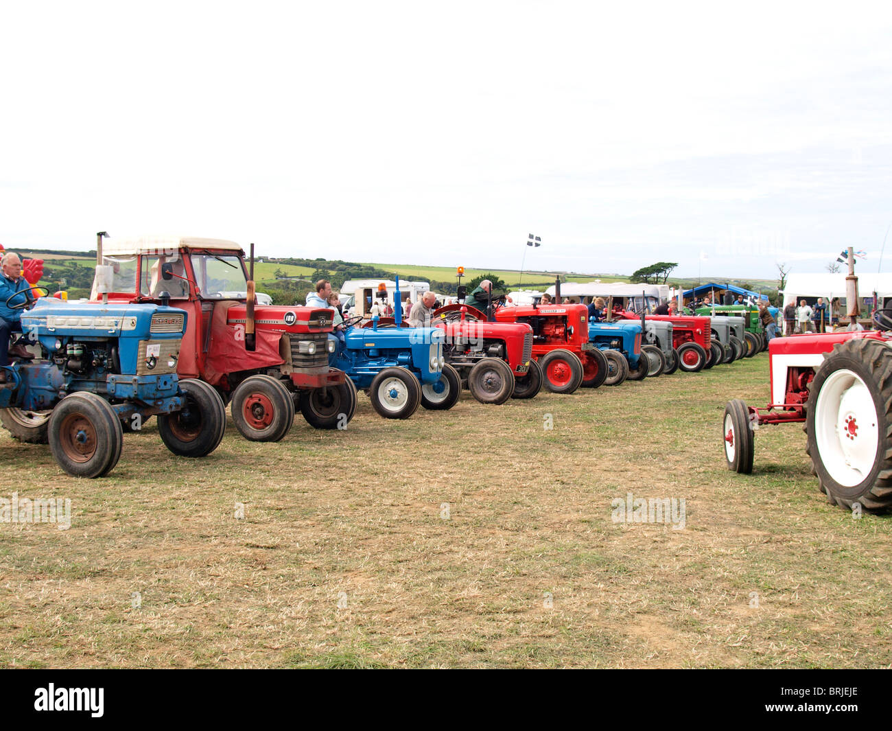 A row of tractors at country agricultural show, Cornwall, UK Stock ...