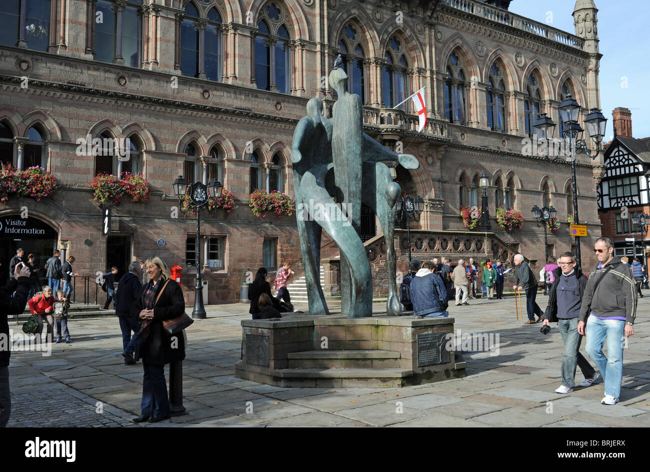 Sculpture in the main square by Chester city hall UK Stock Photo - Alamy