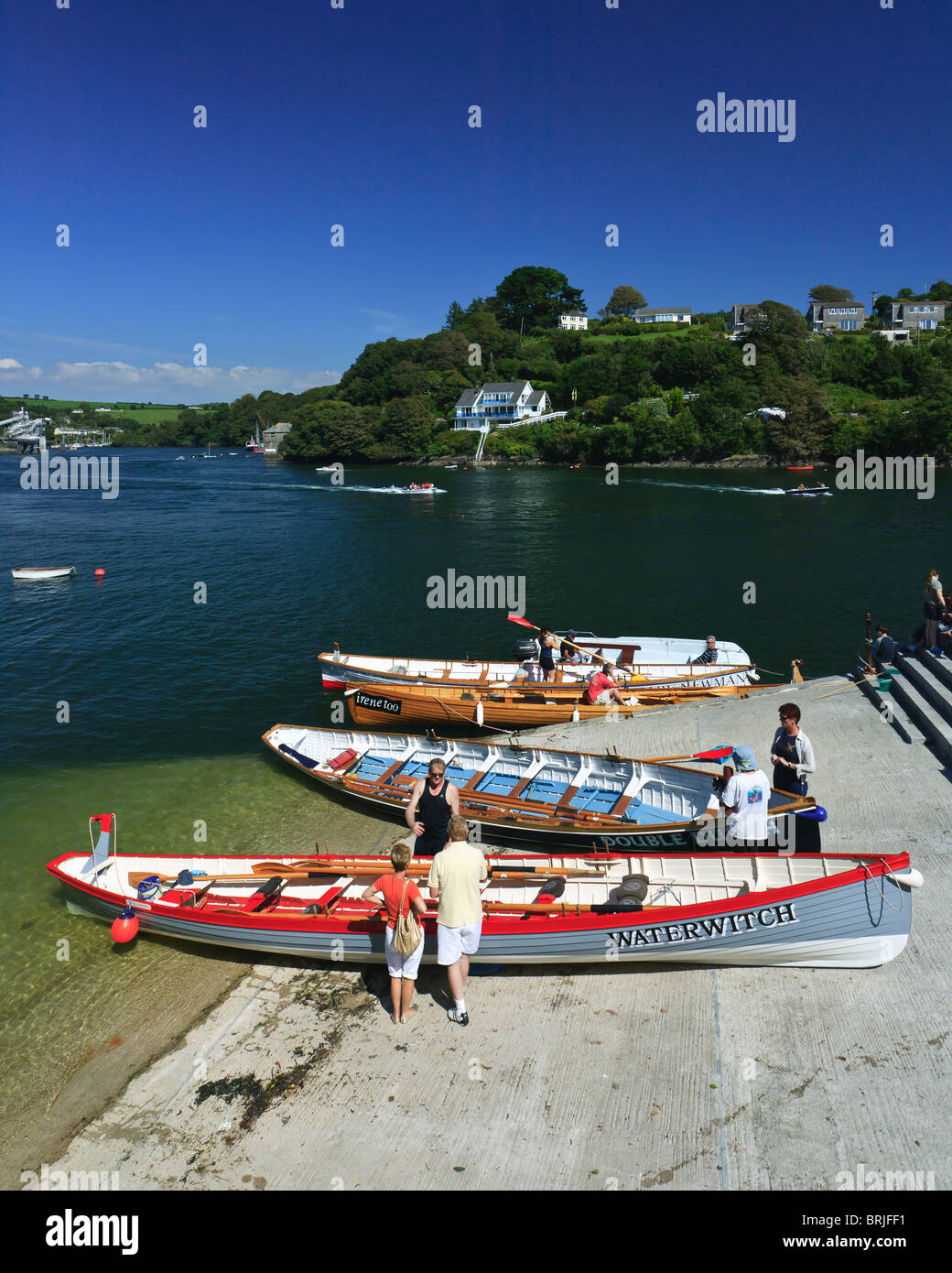Rowing boats at Fowey, Cornwall, England Stock Photo - Alamy