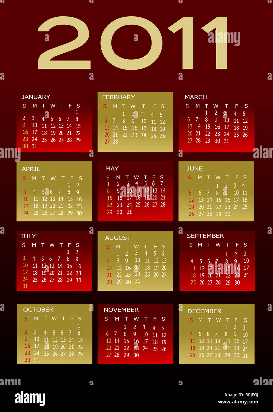 October 2011 calendar hi-res stock photography and images - Alamy