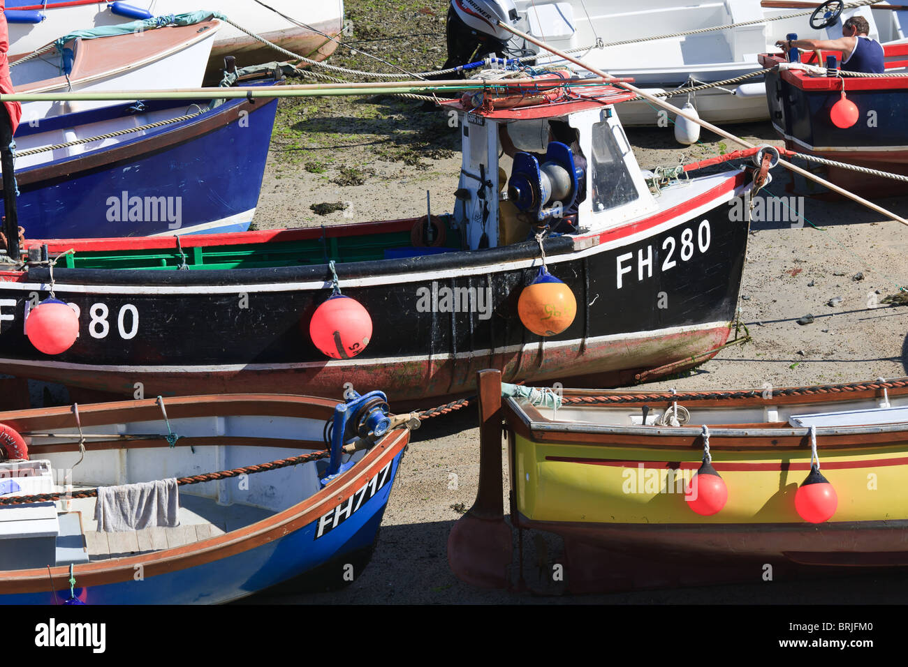 Fishing boats in the harbour, Coverack, Cornwall, England Stock Photo ...