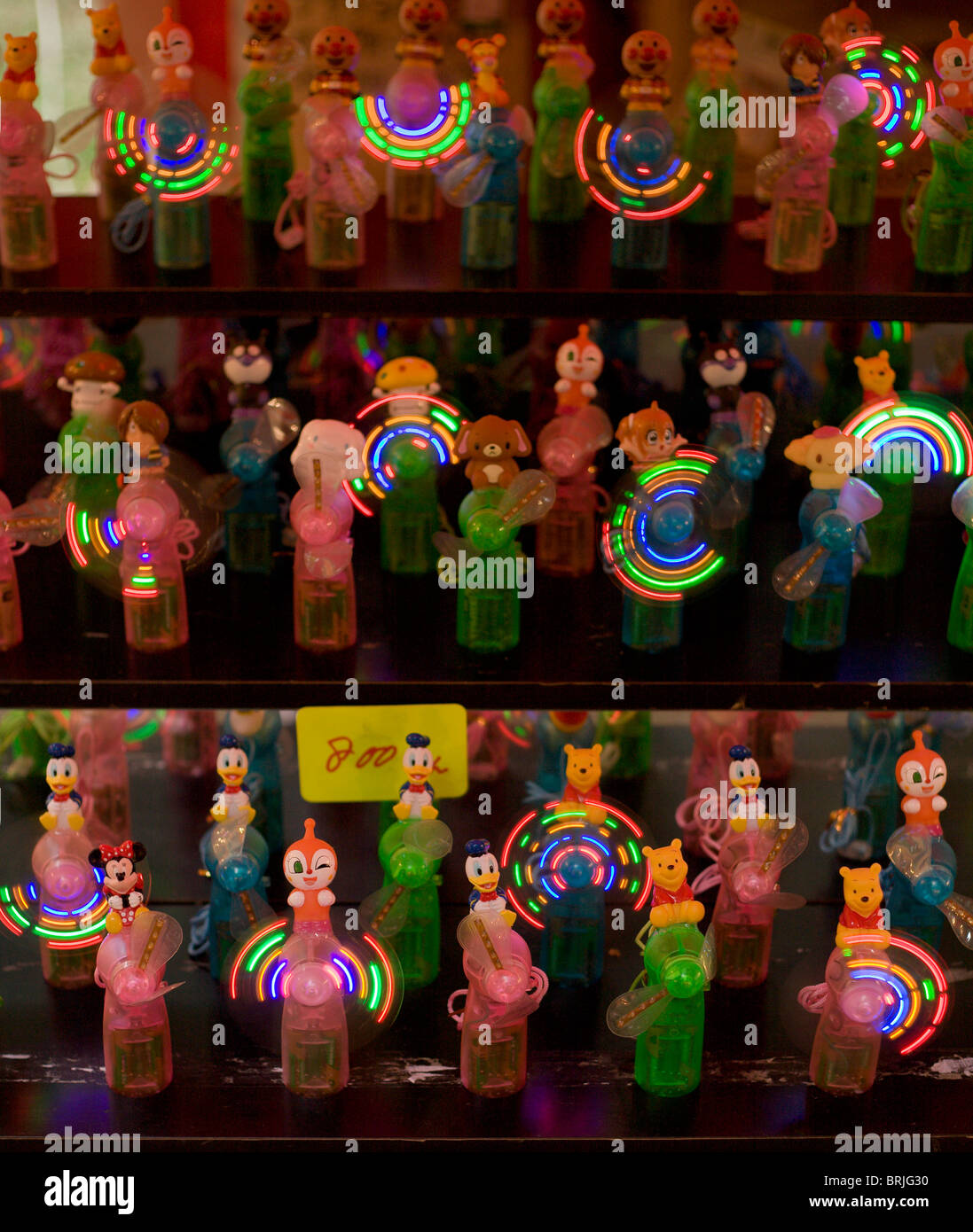 Children's character light toys on show and for sale at Japanese ...