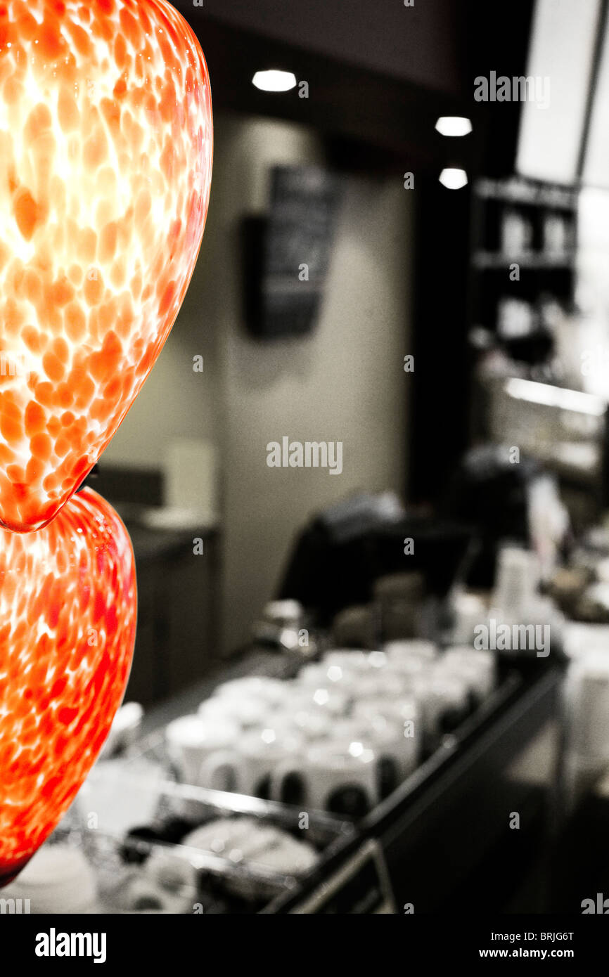 Colored lights in café Stock Photo - Alamy