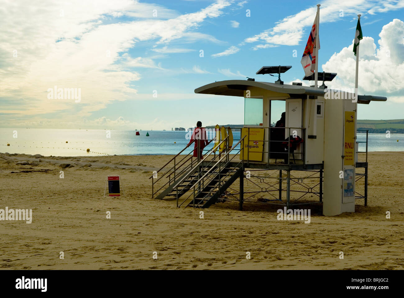 RNLI life guard shack on beach Stock Photo - Alamy