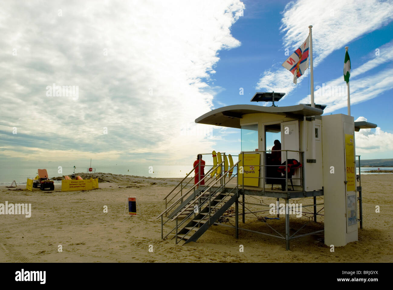 RNLI life guard shack on beach Stock Photo - Alamy