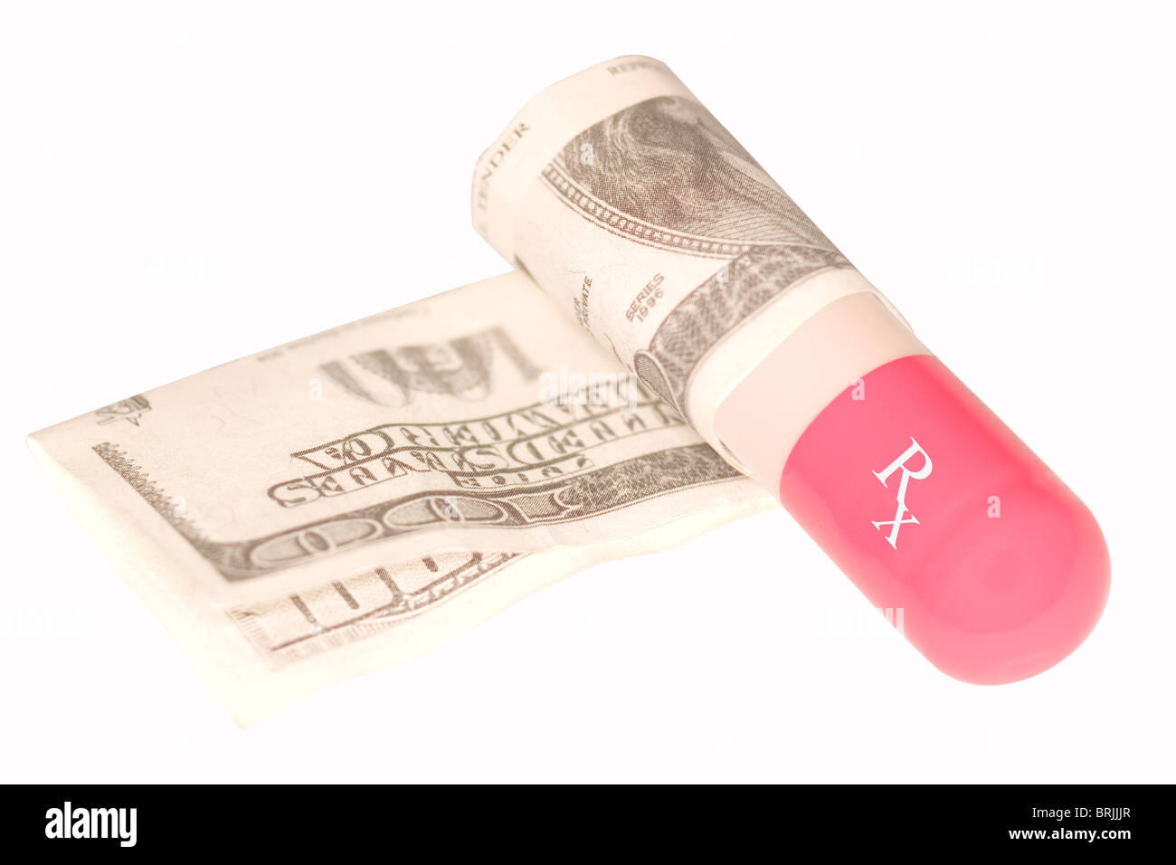 Prescription Capsule Wrapped in Currency Stock Photo - Alamy