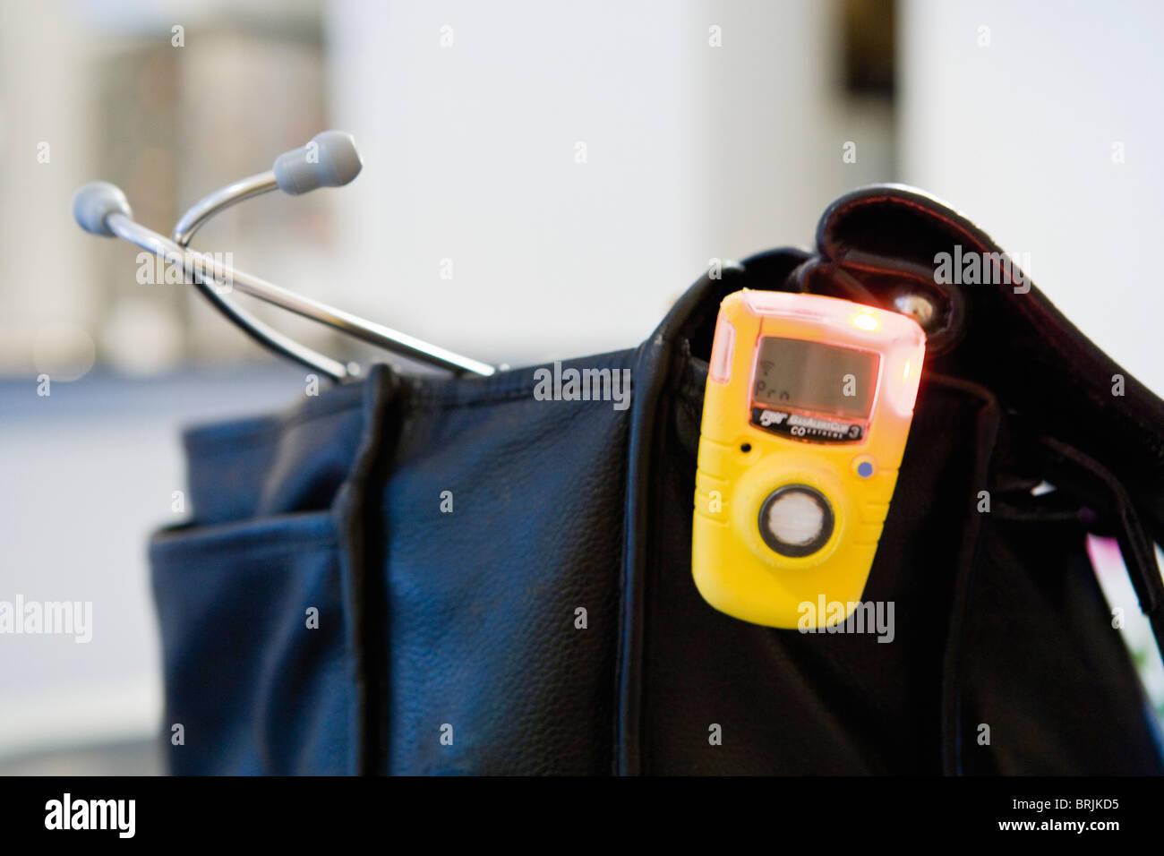 Doctor's bag and capnometer, a device used to measure carbon dioxide ...