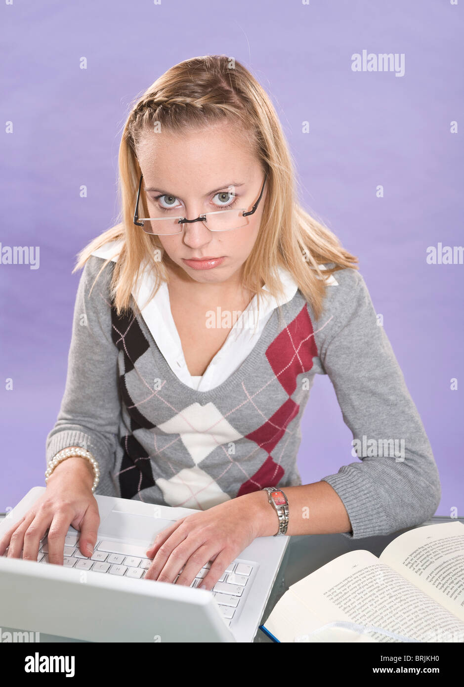 Woman Using Laptop Computer Stock Photo - Alamy