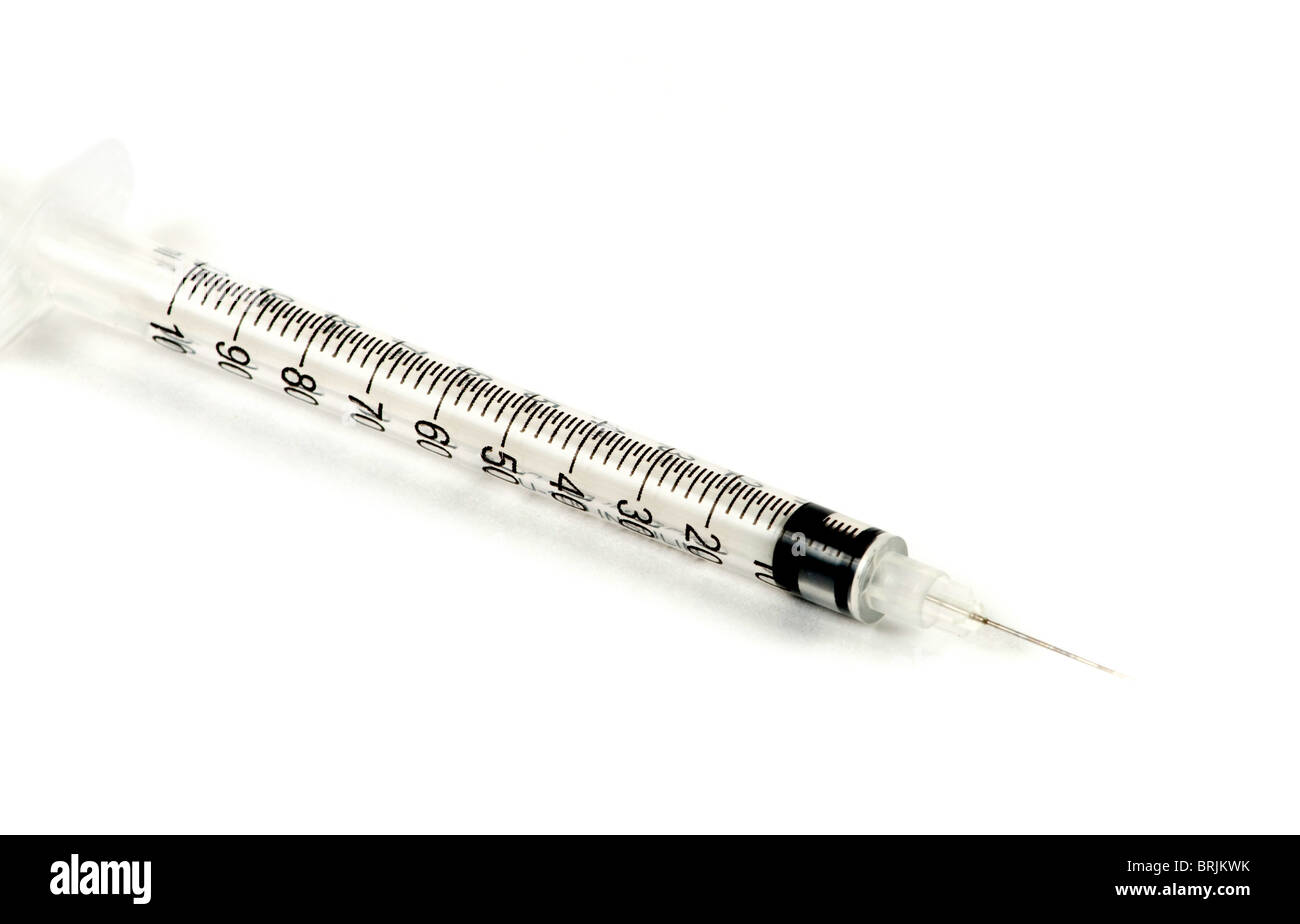 Syringe with a needle isolated on white background Stock Photo - Alamy