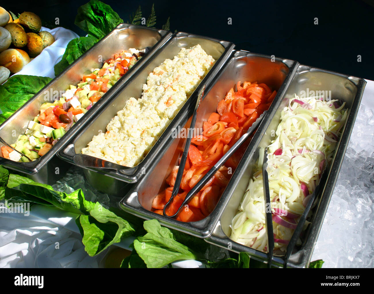 Condiments laid out on a buffet table Stock Photo - Alamy