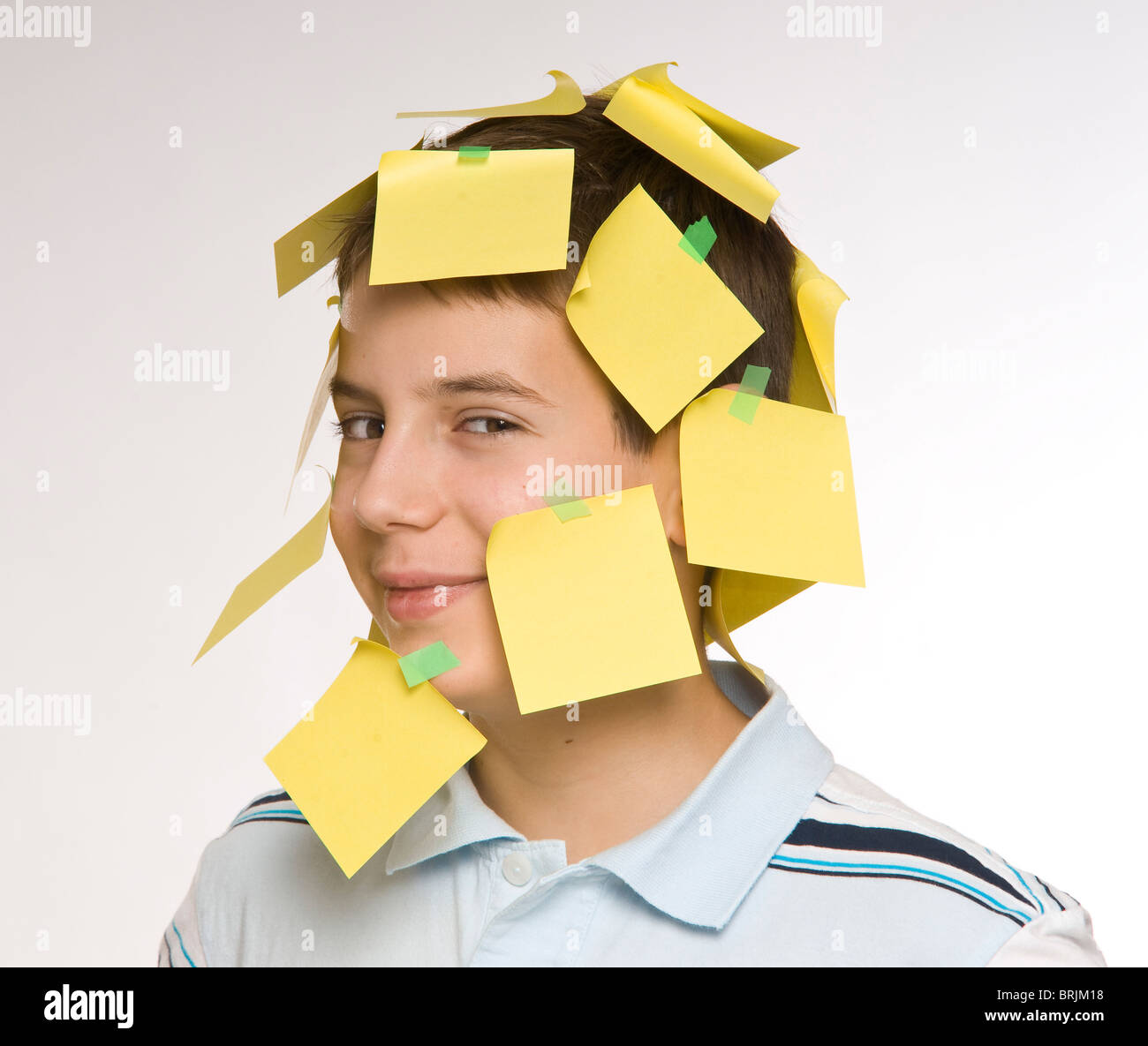 Boy Covered in Sticky Notes Stock Photo - Alamy
