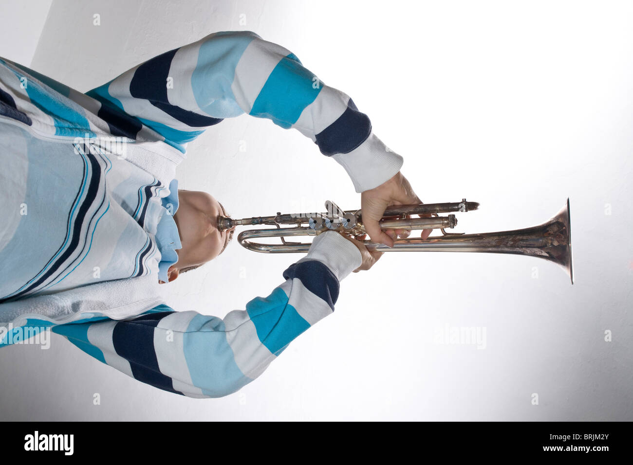 Boy Playing Trumpet Stock Photo - Alamy