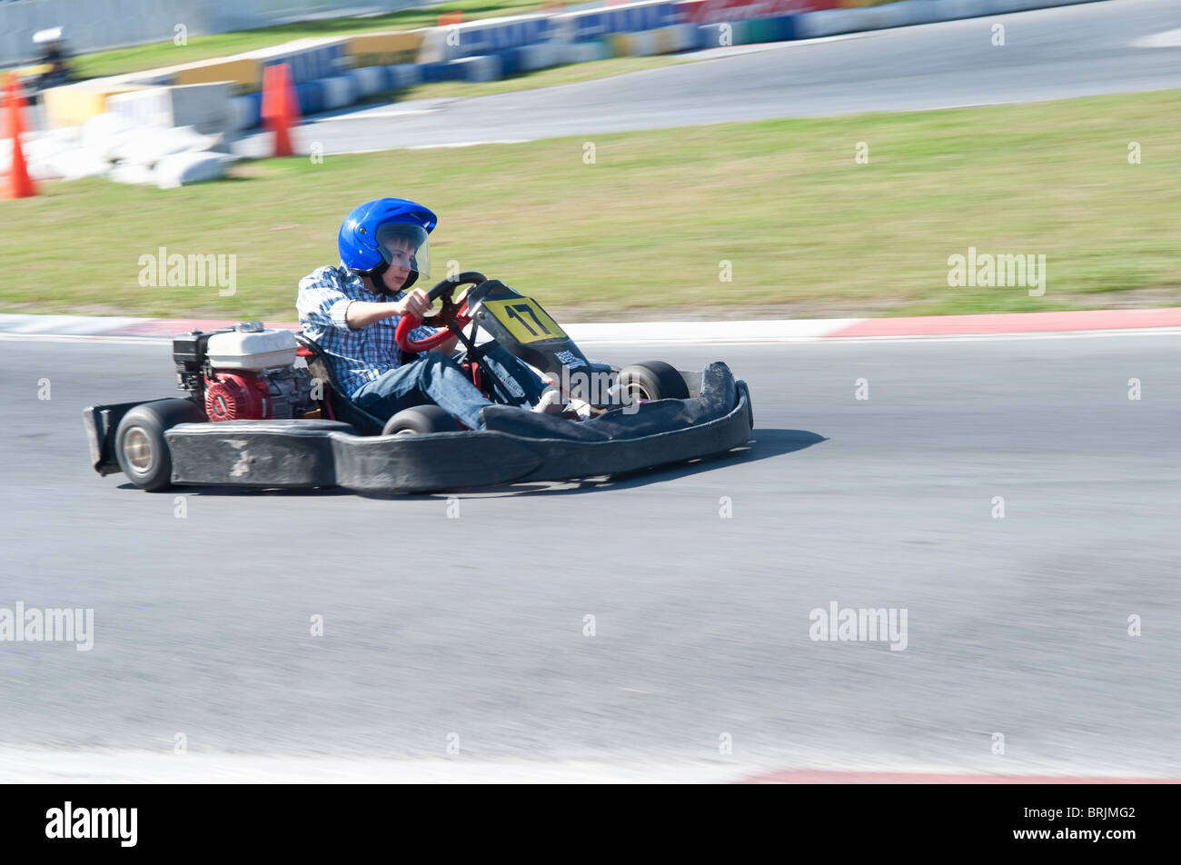 Teenage Boy driving Go-Cart Stock Photo - Alamy