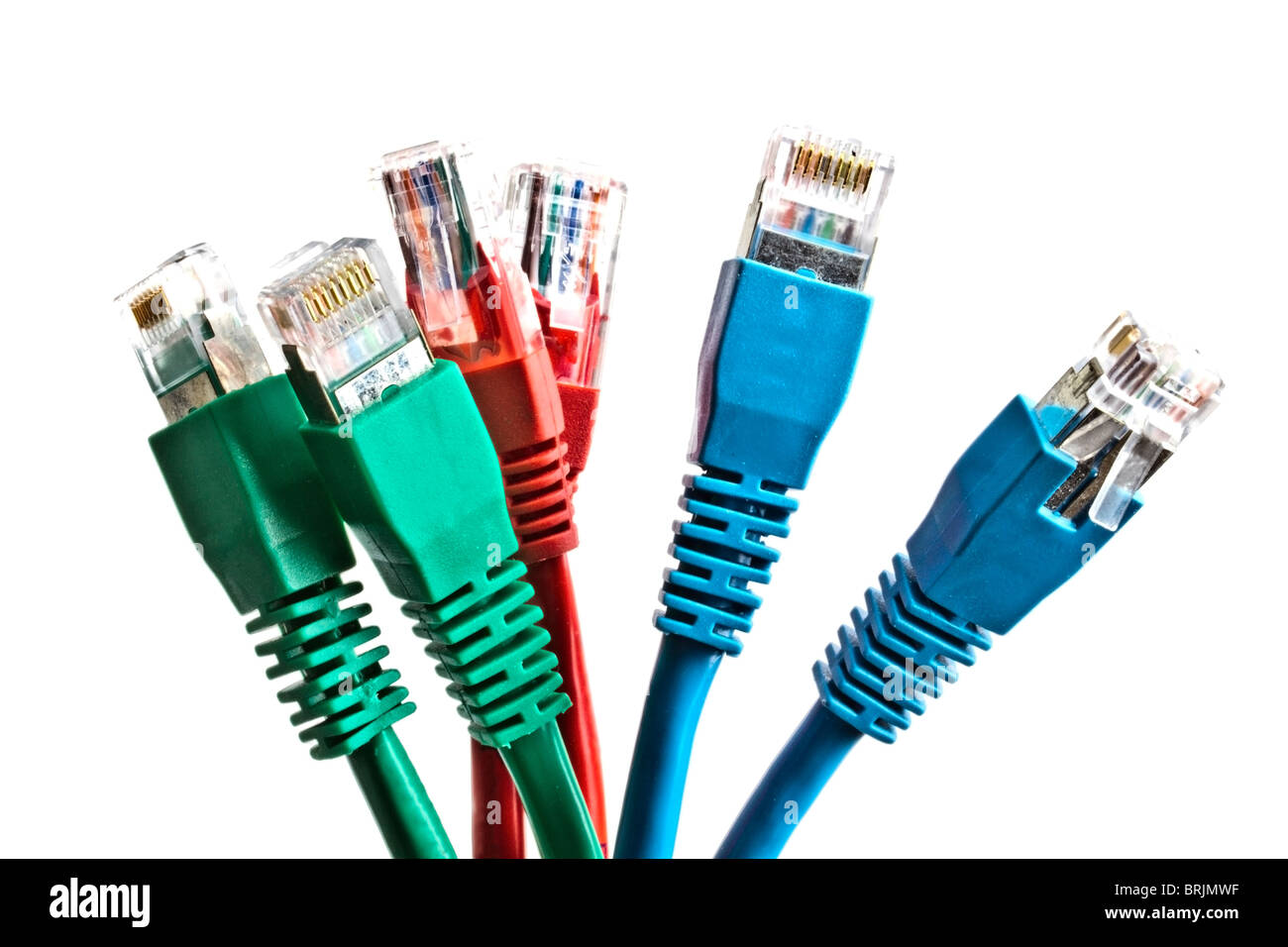 Colorful network plugs isolated on white background Stock Photo - Alamy