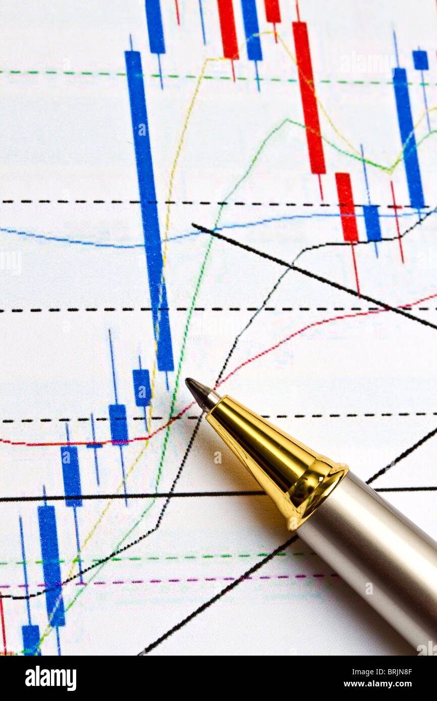 Background of business graph and a pen Stock Photo - Alamy