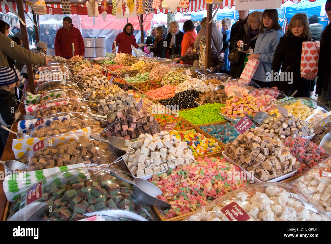 Confectionery on a German stall at the York International Market Place ...