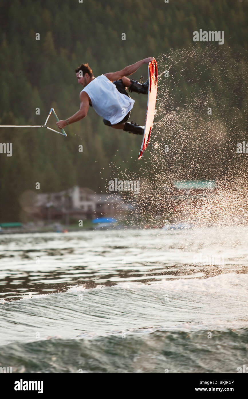 Male wakeboarding in Idaho Stock Photo - Alamy
