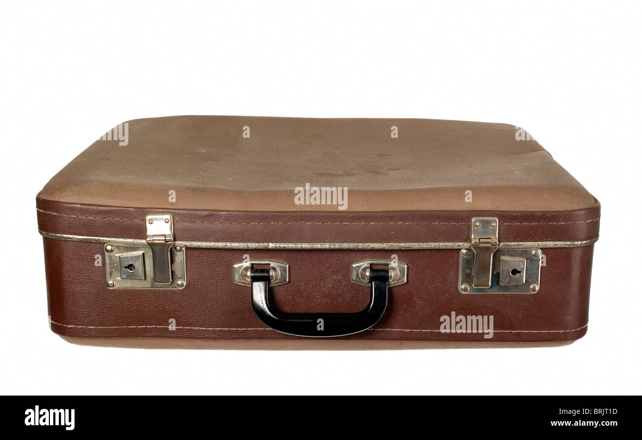 Antique brown trunk on white background, travel concept Stock Photo - Alamy