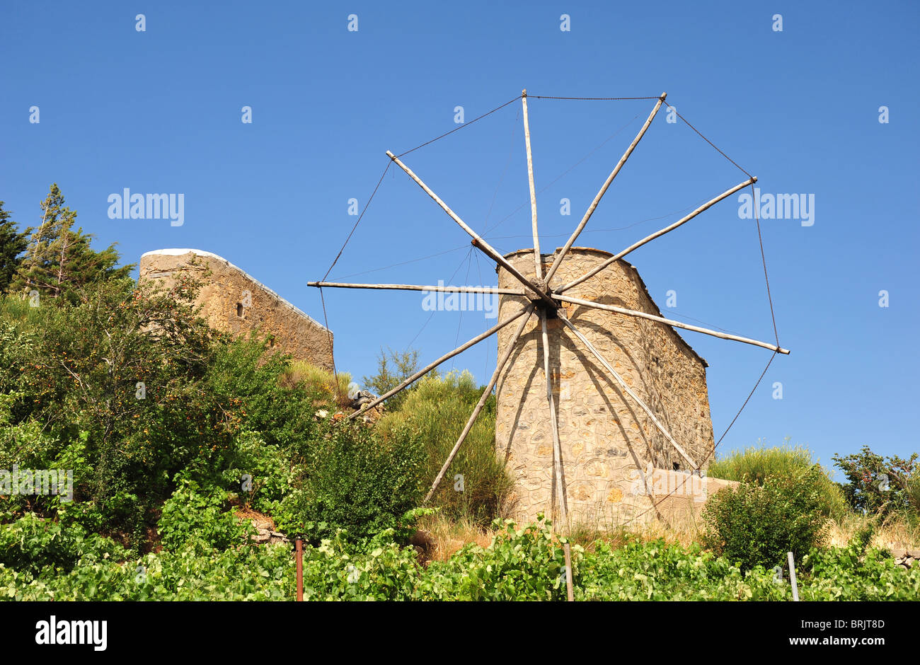 Traditional windmill at Lasithi plateau in Crete, Greece Stock Photo ...