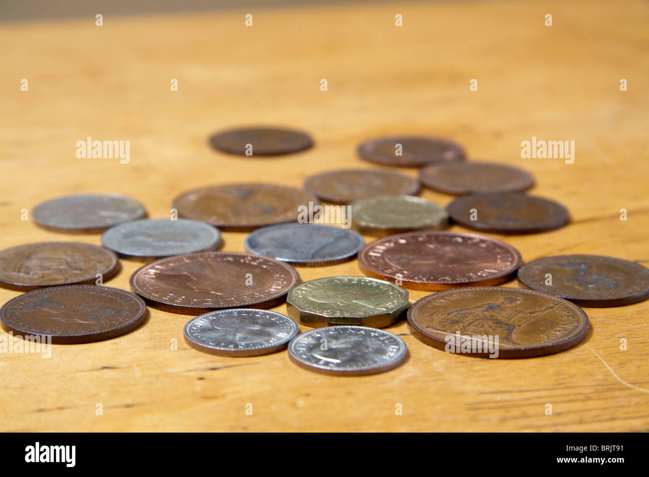 Various pre-decimal British copper and silver coins Stock Photo - Alamy