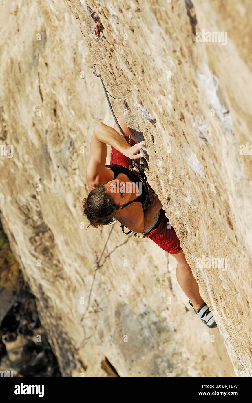 A rock climber ascends a steep rock face in Mexico Stock Photo - Alamy