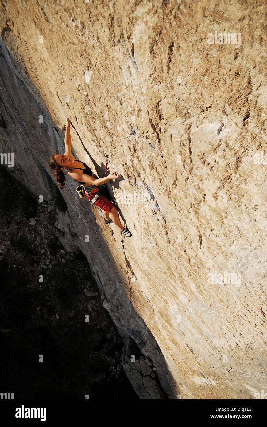 A rock climber ascends a steep rock face in Mexico Stock Photo - Alamy