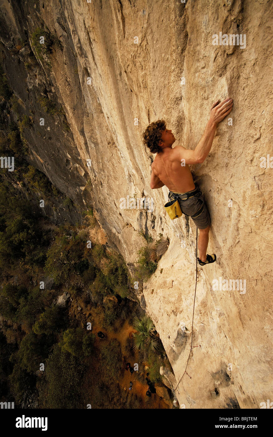 A rock climber ascends a steep rock face in Mexico Stock Photo - Alamy