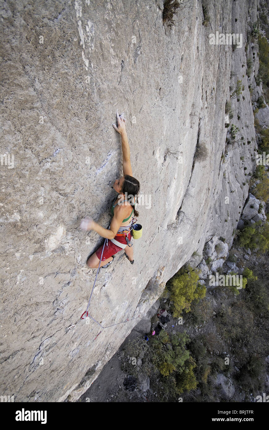 A rock climber ascends a steep rock face in Mexico Stock Photo - Alamy