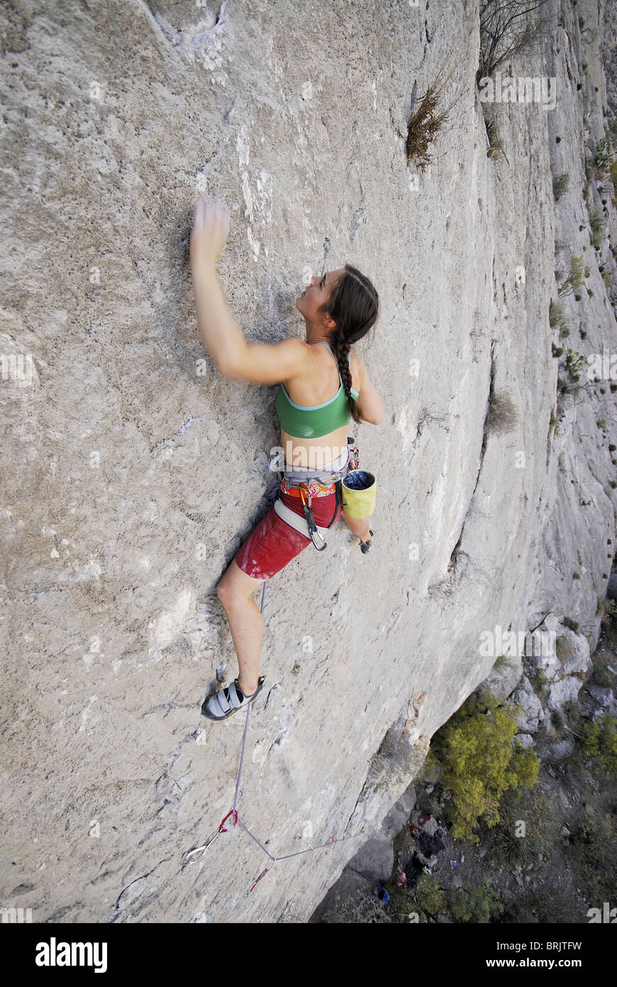 A rock climber ascends a steep rock face in Mexico Stock Photo - Alamy