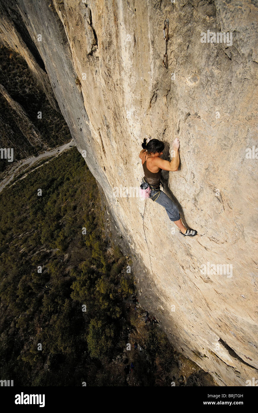 A rock climber ascends a steep rock face in Mexico Stock Photo - Alamy