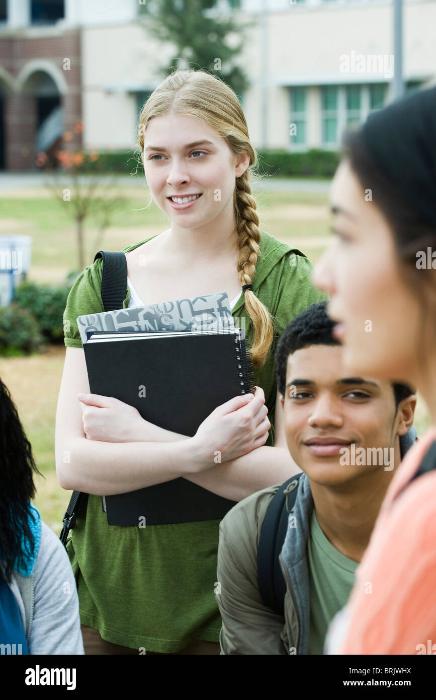 High school student chatting with friends Stock Photo - Alamy