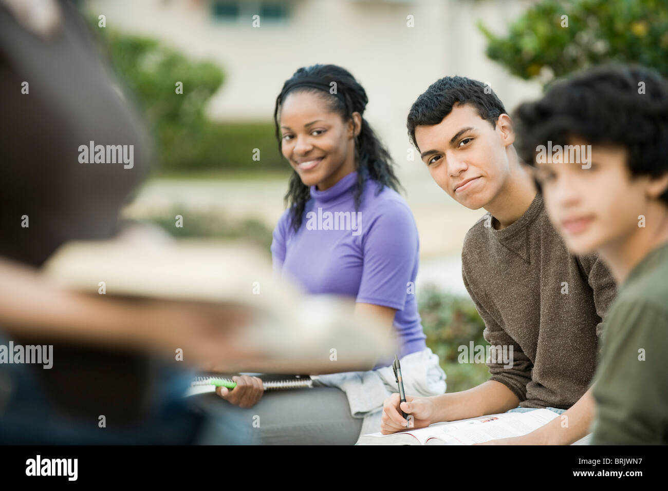 High school students studying outdoors Stock Photo - Alamy