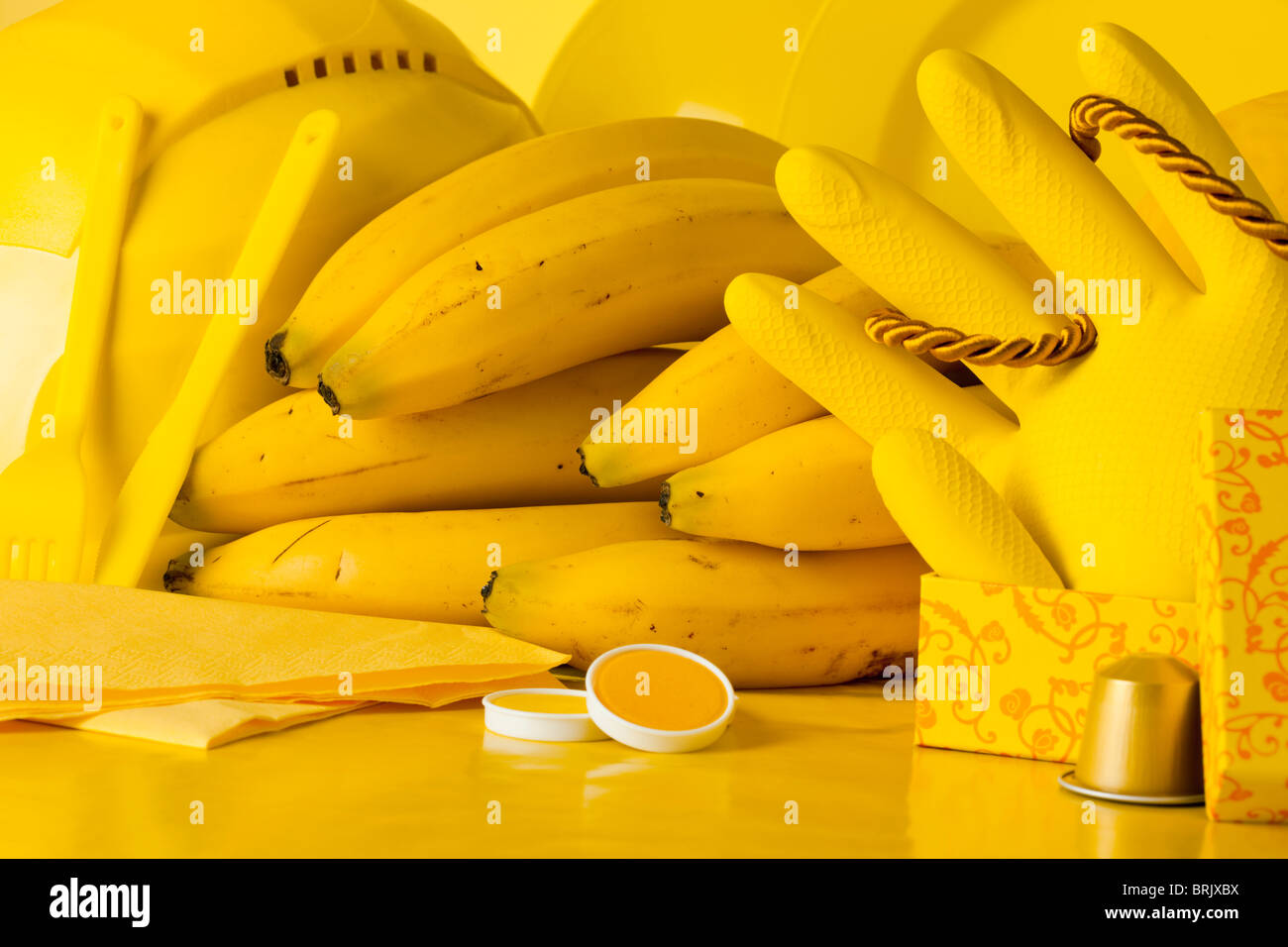 still-life with a variety of yellow items Stock Photo - Alamy