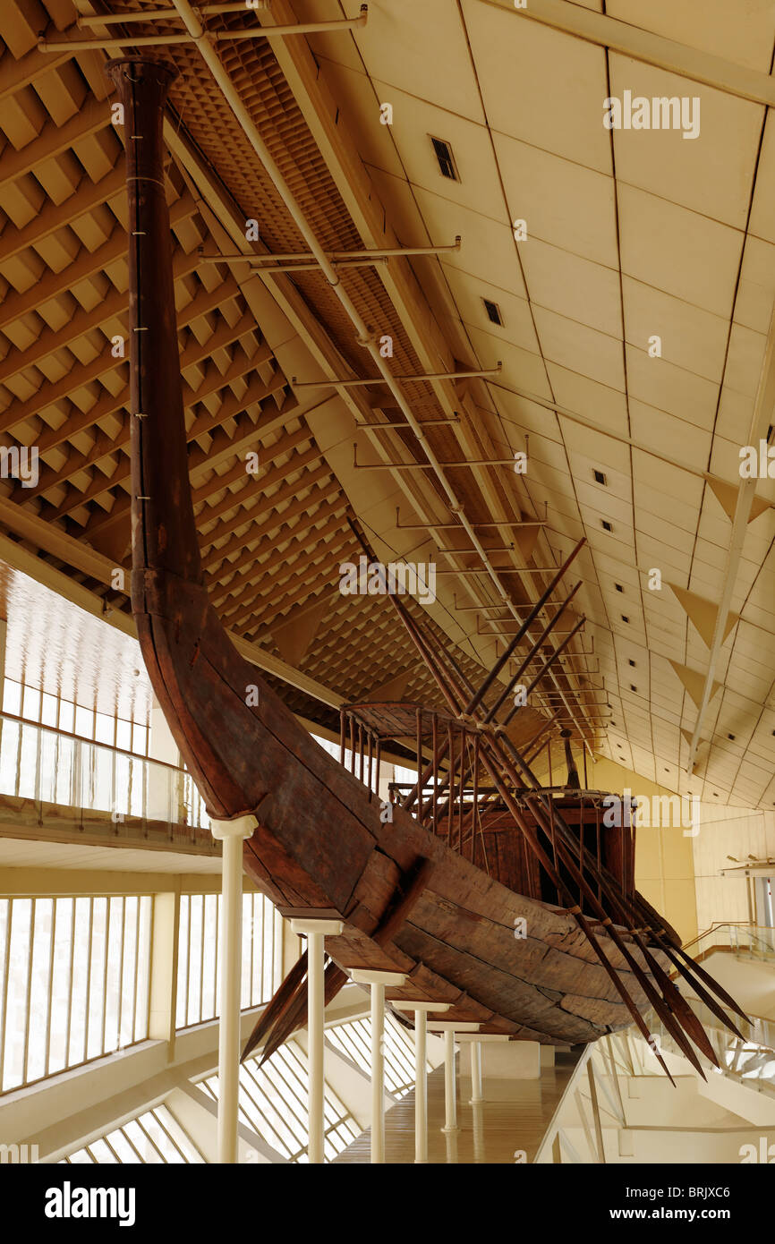 Khufu ship or solar barge, pyramids of Giza, Cairo, Egypt, Arabia ...