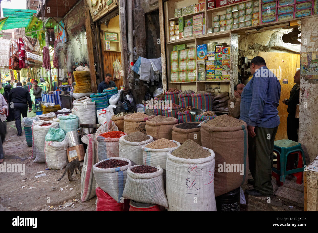 spice market at Khan al Khalili, Bazar in Cairo, Egypt, Arabia, Africa ...