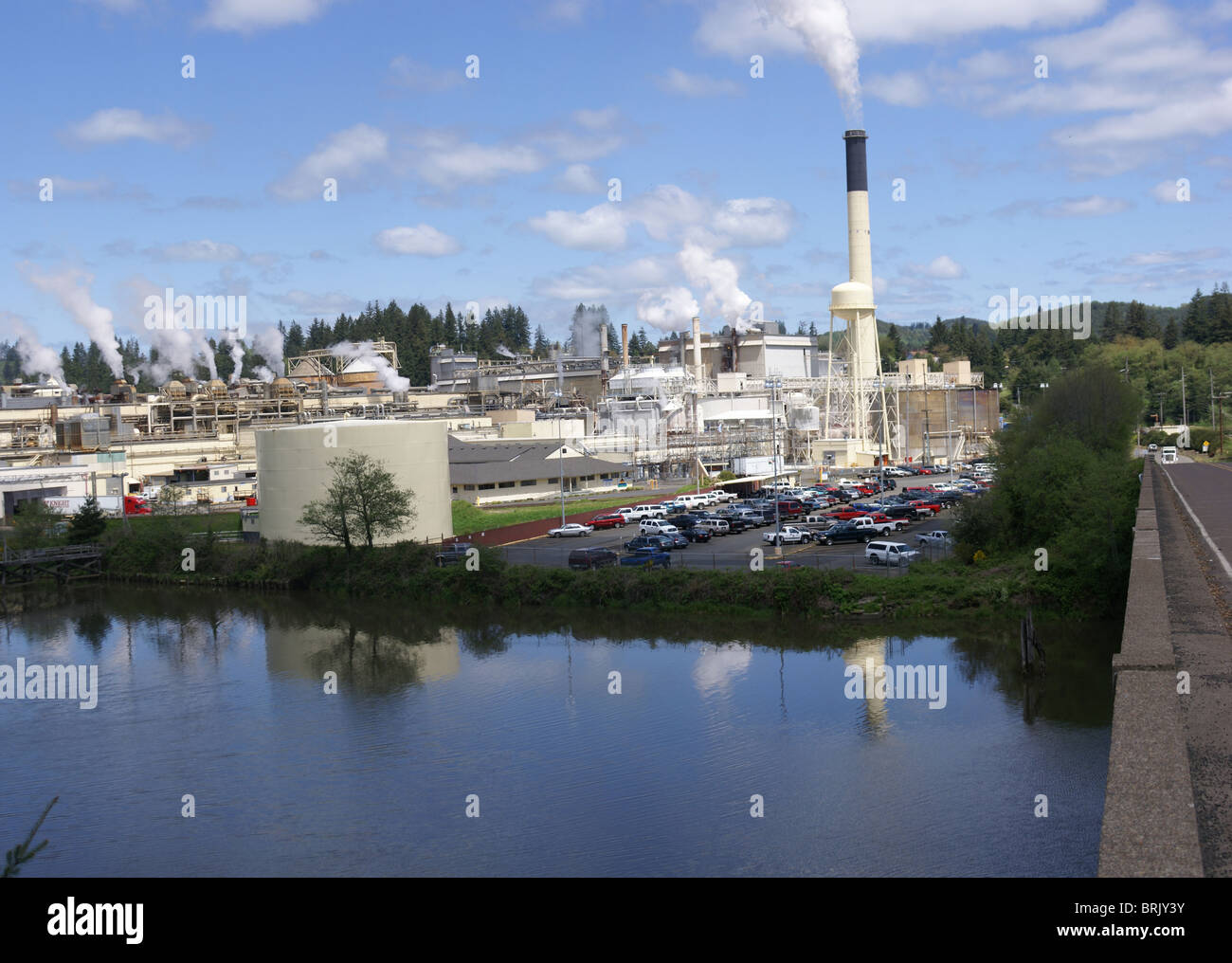 Pulp and paper mill along river, Toledo, Oregon Coast Stock Photo - Alamy