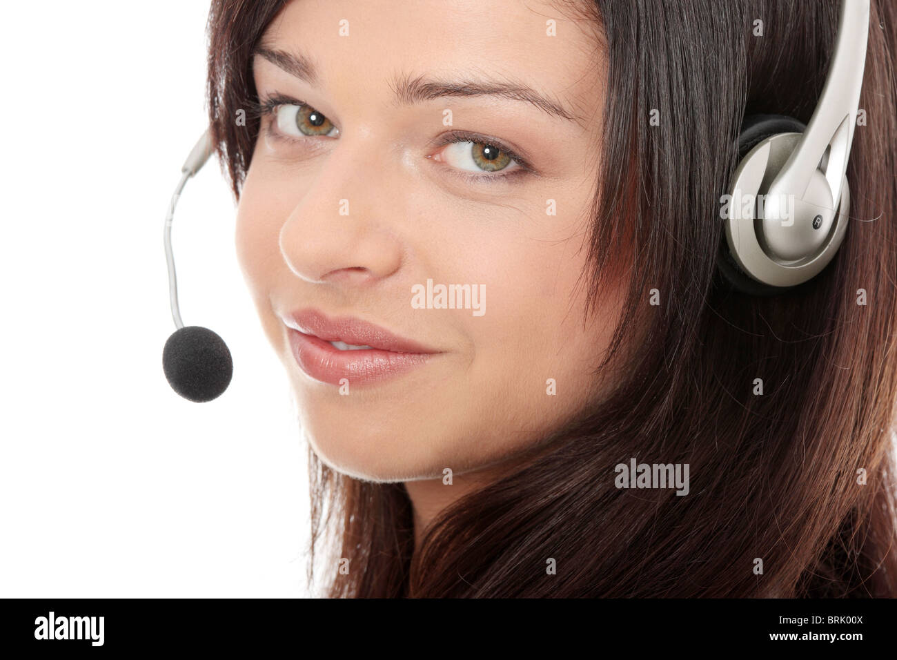 Young call center worker portrait Stock Photo - Alamy
