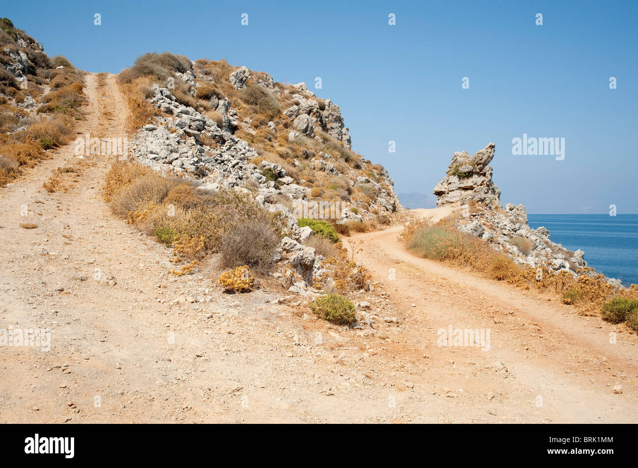 Dirt track road with sharp U bend Stock Photo - Alamy