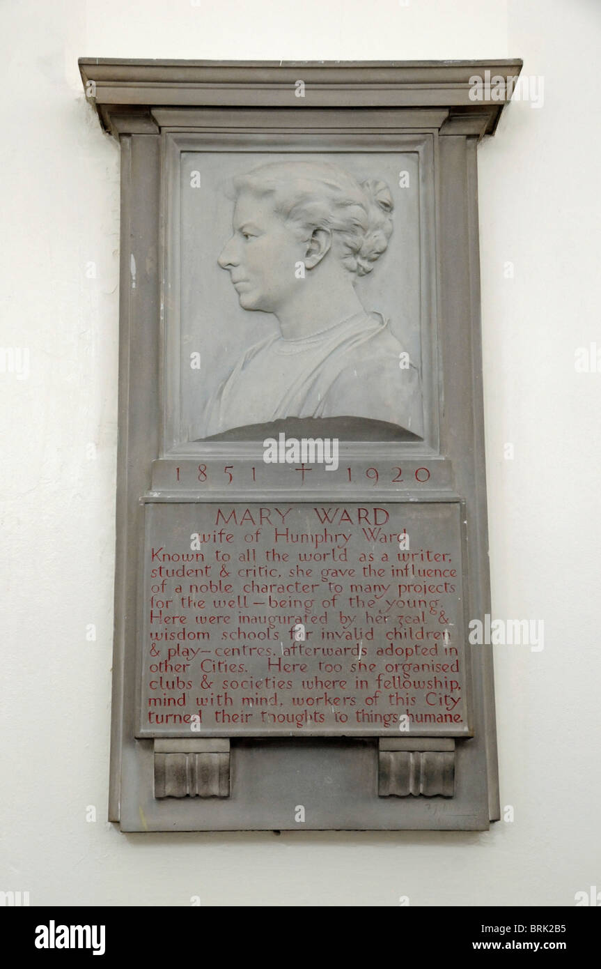 Stone wall plaque depicting Mary Ward, Mary Ward House, Bloomsbury ...