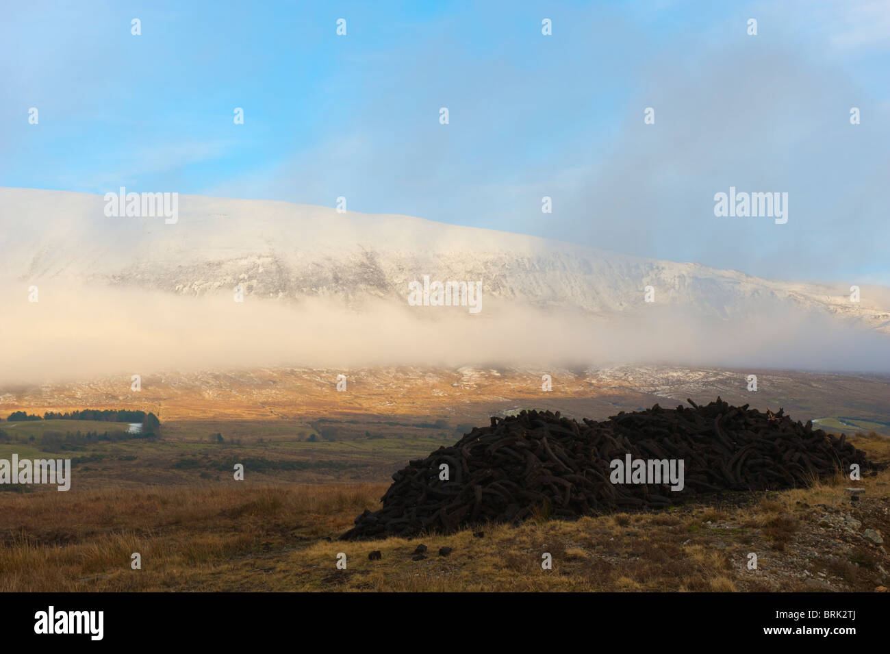 A stack of turf in the bog in County Mayo, Ireland Stock Photo - Alamy