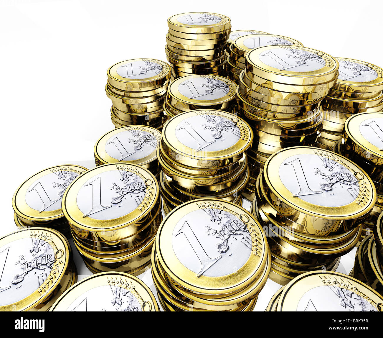euro 3d coin background on white Stock Photo - Alamy