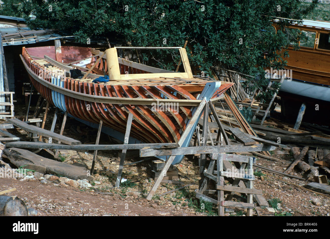 Hull Skeleton or Framework of Wooden Boat or Gullet Under Construction ...