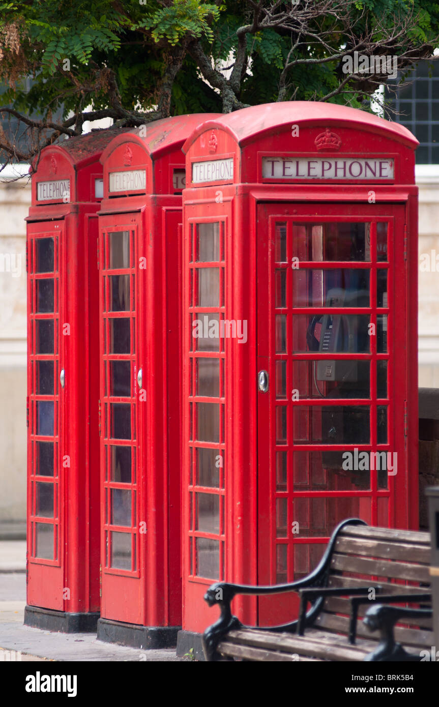 Red phone boxes, England Stock Photo - Alamy