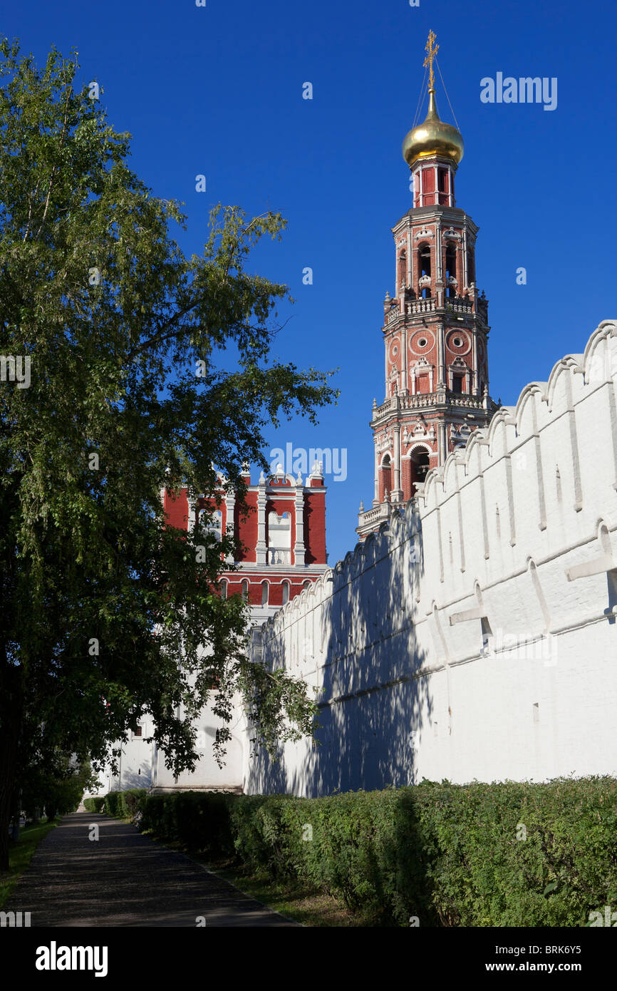 The 17th-century Muscovite Baroque bell-tower of the Novodevichy ...